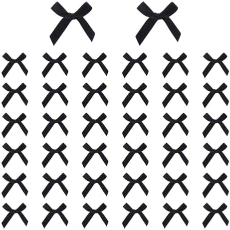 Amazon.com: 50 Pcs Mini Black Bows Satin Ribbon Bows 4x4cm Little Bows ...