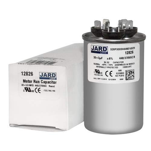 30 + 3 x 370 or 440 VAC Round Dual Run Capacitor by JARD # 12826 ...