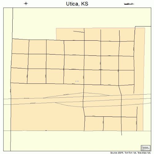 Large Street & Road Map of Utica, Kansas KS - Printed poster size wall ...