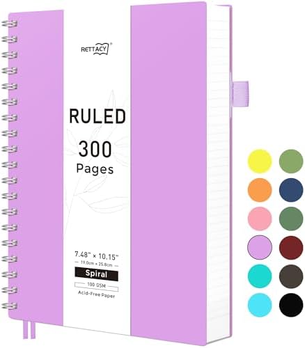 RETTACY B5 Wirebound Notebooks Colorful Spiral Notebooks 150 sheets/300 ...
