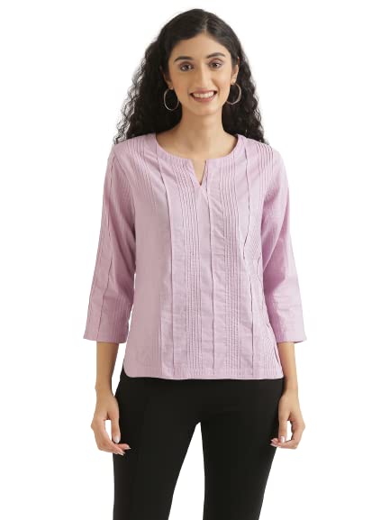 SAADAA Everyday Cotton Top | Top for Women | Regular Solid Color Top ...