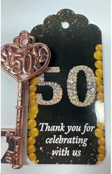 Amazon.com: 50Pcs 50th Gold Key Bottle Opener 50th Birthday Party ...