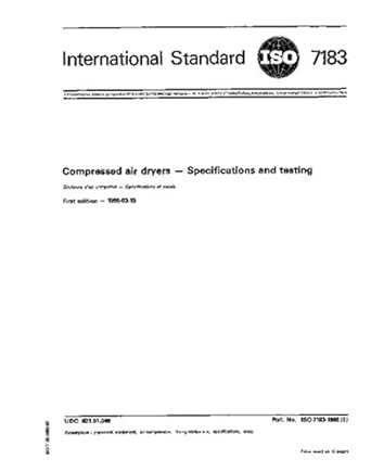 ISO 7183:1986, Compressed air dryers - Specifications and testing ...