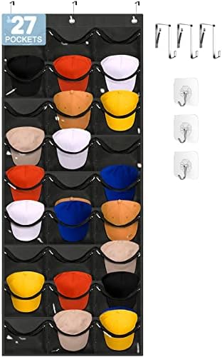 Amazon.com: Owkjar 27 Large Pockets Hat Organizer for Baseball Caps,Hat ...