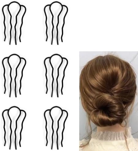 Amazon.com : 6 Piece Metal Hair Fork Clip Hair Side Combs Hair Pins ...