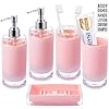 Amazon.com: Pink Bathroom Accessories Set, 6Pcs Acrylic Soap Dispensers ...