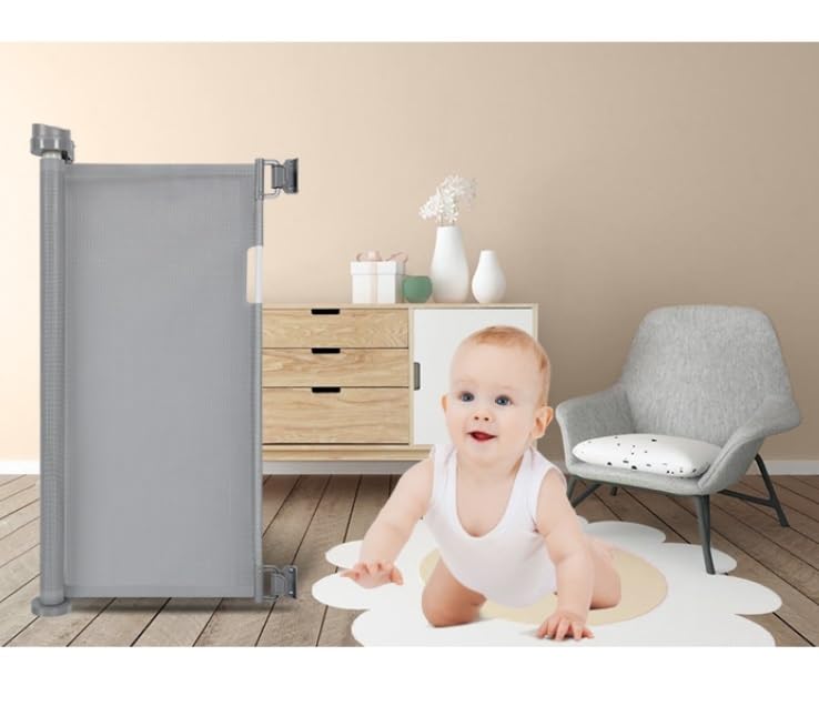 Retractable Baby Gate 86cm x 140 cm Stair Safety Gate Roll for Babies ...