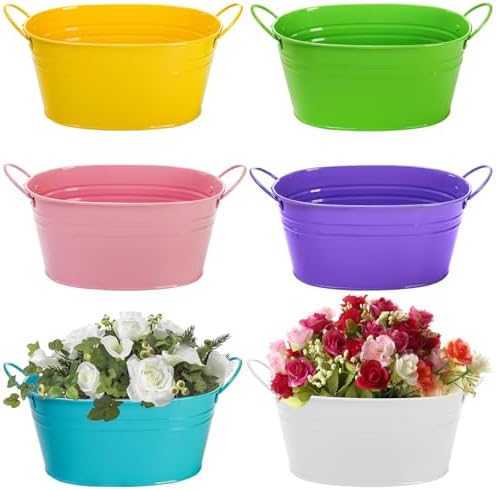 Amazon.com : Foraineam Metal Flower Planter Pots Oval Plant Pot Holders ...
