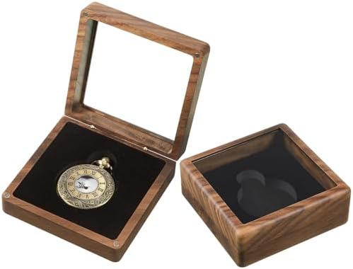 Amazon.com: SiliFine 2 Pcs Wooden Pocket Watch Display Case Walnut Wood ...