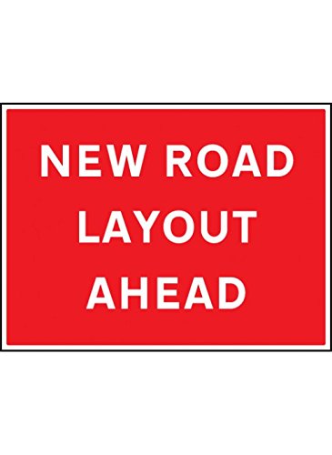 Caledonia Signs 17541Q "New Road Layout Ahead" Sign, Rigid Plastic, 600 ...