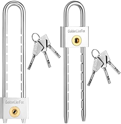 Long Shackle Padlock with Key 2 Inch Solid Brass Removable Adjustable ...