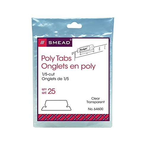 Smead Poly Tab 1/5 Cut Tab, Clear, 25 Per Pack (64600) | Amazon price ...