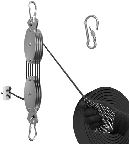 Upgraded Block and Tackle Pulley System 7:1 Rope Pulley Hoist Pulley ...
