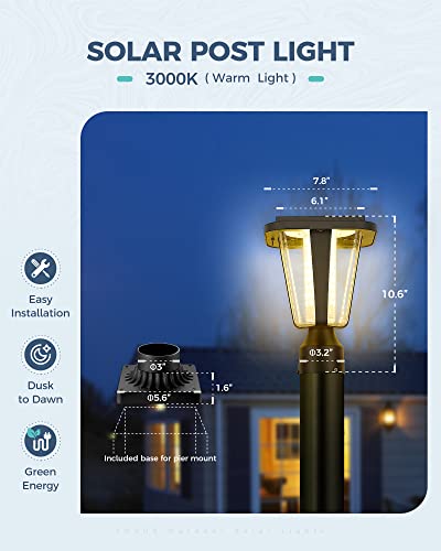 Snapklik.com : Lovus Solar Post Light Fixtures - Dusk To Dawn LED 3000k ...