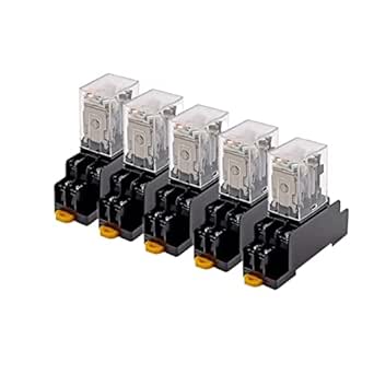 5Set Relay with Socket Base Coil General DPDT Micro Mini Electromagnetic Relay Switch LED AC 110 ...