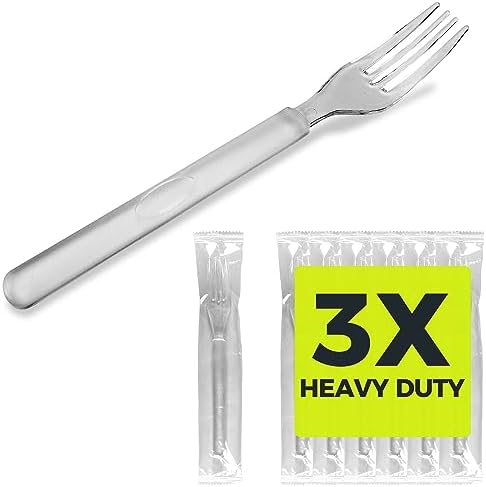Amazon.com: 3X Heavy Duty Clear Plastic Forks Individually Wrapped ...