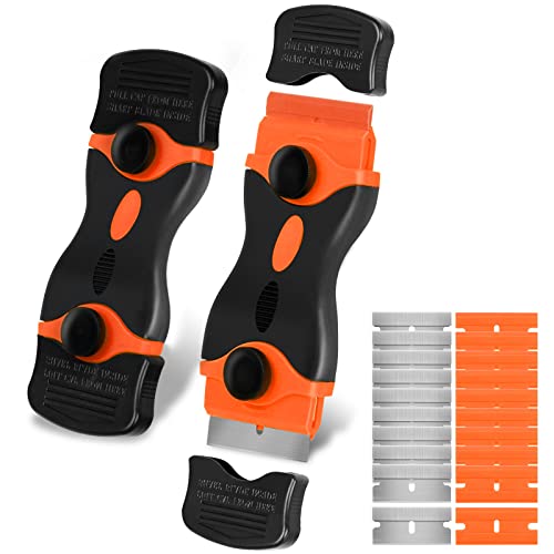 Amazon: 2Pcs Razor Scraper Set with 20Pcs Razor Blades, 2-in-1 Mini ...