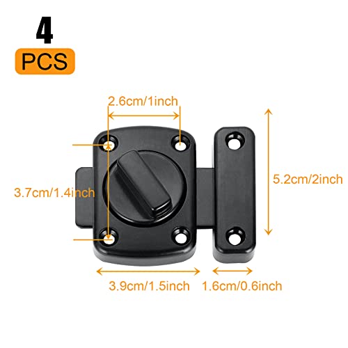 LOLYSIC 4 Pcs Rotate Bolt Latch Lock, Black Anti Theft Rotate Bolt Door ...