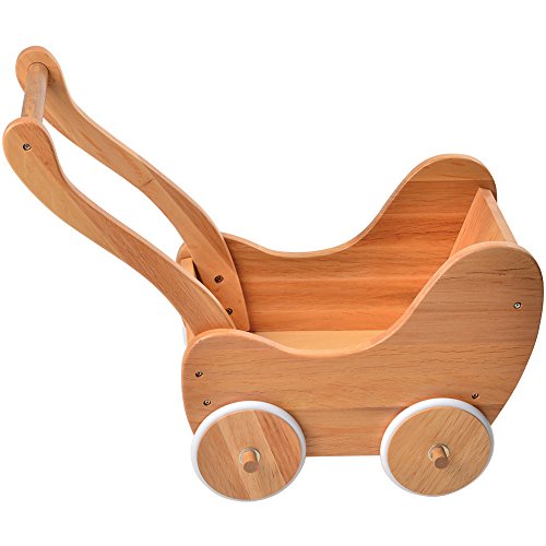 Amazon.com: Constructive Playthings Wooden Doll Buggy with Rubber Edged ...
