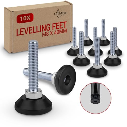 LouMaxx Adjustable Feet M8 x 45 mm – Set of 10 – Adjusting Screws ...