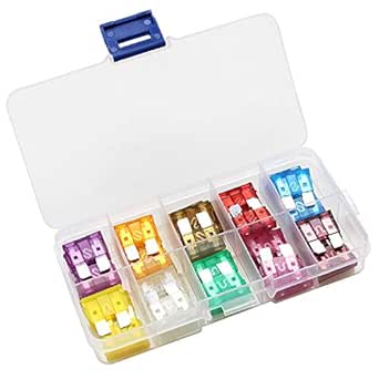 50PCS Standard Car Fuses Assortment Kit 2A 3A 5A 7.5A 10A 15A 20A 25A ...