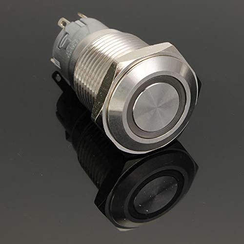 Buy 12V 16mm Latching Angel Eye LED Push Button Switch Flat Head Metal ...