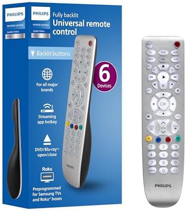 Backlit Universal Remote Control by Philips, Works for Samsung, Vizio ...