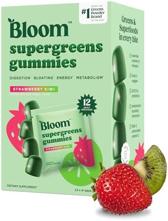 Amazon.com: Bloom Super Greens Gummies, Daily Greens Superfood Fiber ...