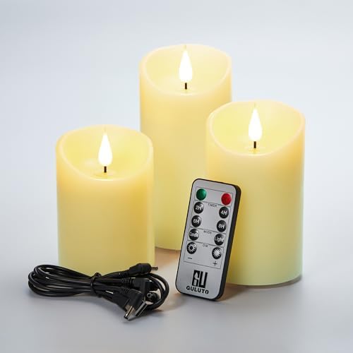 Amazon.com: Rechargeable Flameless Candles Set of 3, Remote Controlled ...