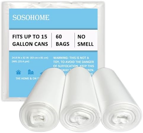 Amazon.com: GoodFinely 15 Gallon Tear-Free Drawstring Trash Bags, Large ...