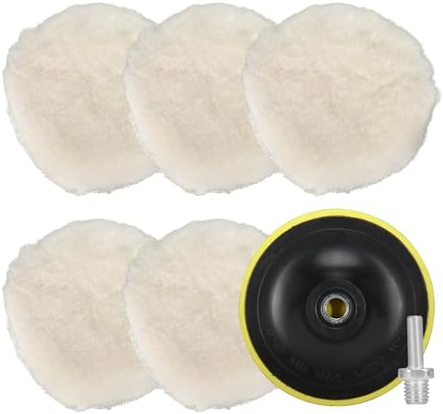 NuoDunco 7 Pieces 5 Inch Wool Polishing Pad Kit - Bonnet, Hook and Loop ...