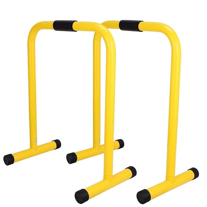 Fitrxx Fitness Equalizer Yellow Dip Bars Stand, Gymnastic Bars For Dipping, Dip Station for Pull ...