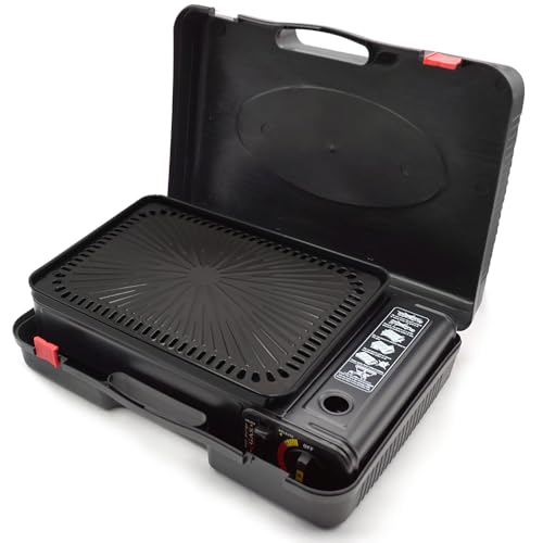 Portable Gas BBQ Camping Grill Set, Grill Dish, BBQ Net, for 220g Gas Tank or Adapter Hose for ...