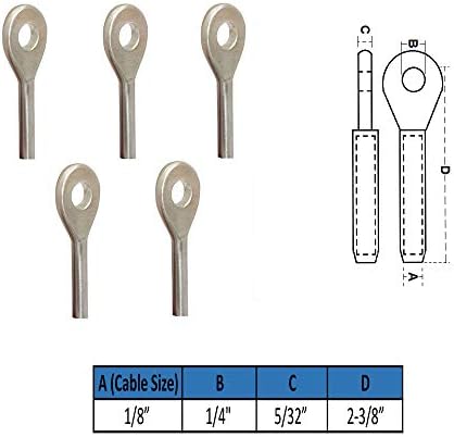 Jingyi Stainless Steel 316 Marine Eye End for 1/8" Diameter Wire Rope ...