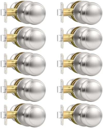 Vesmikit 10 Pack Brushed Nickel Door Knob, Round Interior Door Knobs ...