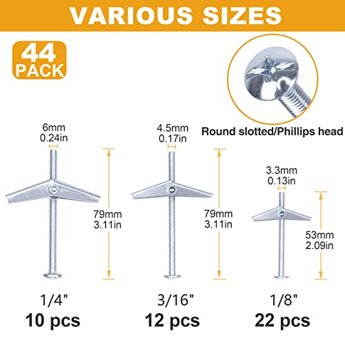 Snapklik.com : KURUI Hollow Wall Anchors Assorted Kit, 44Pc Heavy Duty ...