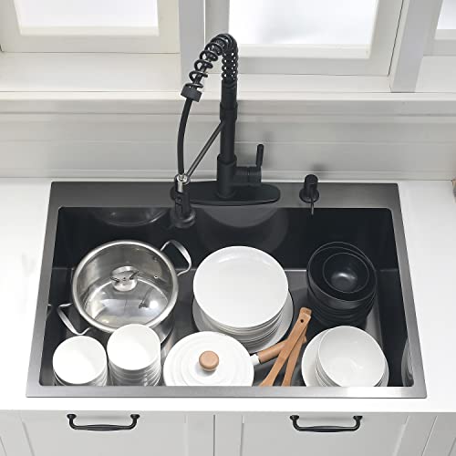 Snapklik.com : 28 Inch Drop In Kitchen Sink Black - VOKIM 28"x 22" Inch ...