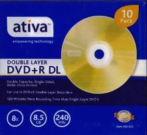 Amazon.com: Ativa Double Layer DVD + R DL 495 625 10 Pack : Electronics