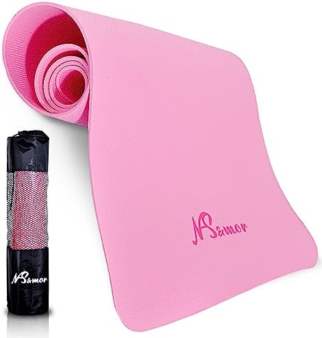 TPE Pink Yoga Mat With Carrying Bag, Non Slip, Pilates Fitness Mats ...