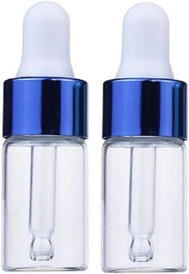 CMJ 2 x 3ml CLEAR Glass Bottles Ear Eye Drops Pipette Dropper BLUE Lid ...