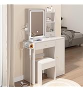 Amazon.com: Vliekcy Distressed White Corner Vanity Desk Makeup Vanity ...