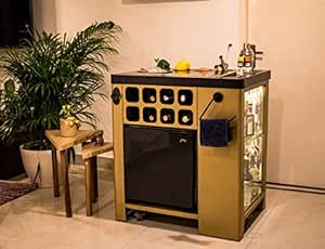 HAUS OF BARS by SpeedX - Model X Home Bar Cabinet Mat Gold & Mat Black Finish with Built in 30L ...