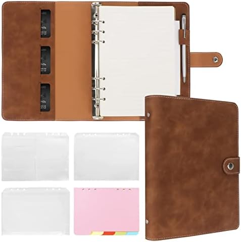 FYY Leather A5 Ring Binder Notebook, 6 Ring A5 Binder with A5 Refill ...