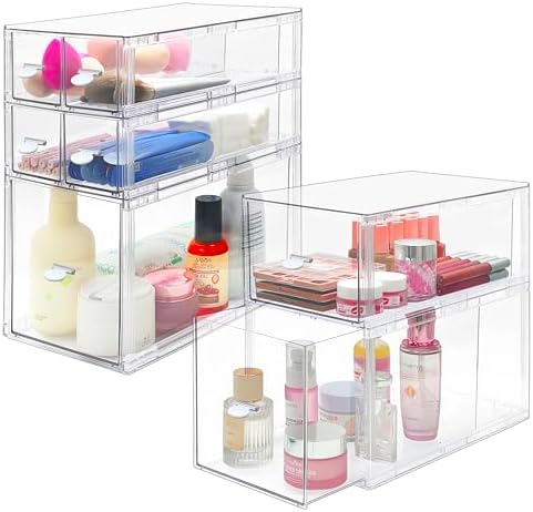 Amazon.com: Stebopum 6 Pack Stackable Makeup Organizer, 4.4'' Tall ...