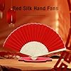 EATAKWARD 12 Pcs Red Silk Hand Fans with Carry Bag, Chinese Handheld ...
