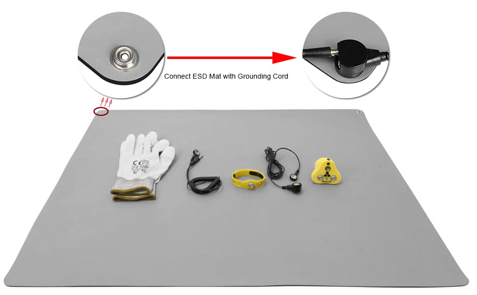 Snapklik.com : Aidacom 30x24 Inch ESD Rubber Mat, Anti Static Table ...