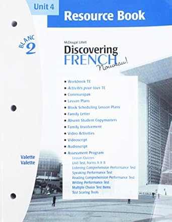 Discovering French Nouveau Unit 4, Level 2: Resource Book (McDougal ...