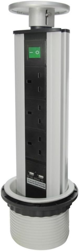 Pop-Up Socket & USB Charger, Includes 3 x UK Plug Sockets and 2 x USB ...