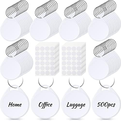 500 Pieces Tough Plastic Key Tags with Split Ring 1.25 Inch Round Item ...