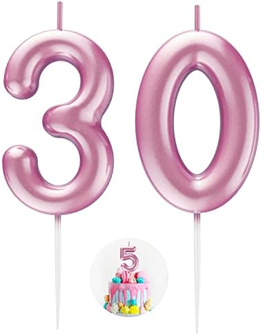 Amazon.com: Number 30 Candles,30th Birthday Candles,Pink Happy Birthday ...